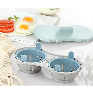 Microwave Egg Poacher BPA Double Egg Poacher Egg Cooker Dishwasher Safe Dual Caves High Capacity Design Microwave Poached Egg Steamer