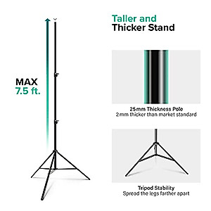Julius Studio 30 feet Max Crossbar, 250° Rotatable Angle, Triple Wide Telescopic Backdrop Stands, Background Support System with 10 Spring Clamps and 4 Counter Weight Sand Bags, JSAG795
