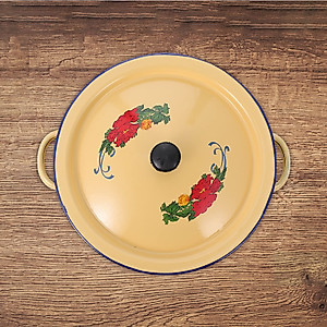 YARDWE Oven Stainless Steel Mixing Bowl Enamel Bowls Vintage Metal Bowls: Salad Bowl with Lid Washing Basin Ramen Bowls Soup Bowls Serving Bowl for Soup Noodle Pho Udon Stainless Steel Mixing Bowl