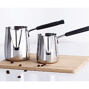 Turkish Coffee Pot, Greek Coffee Pot, Hot Chocolate Pot, Cezve, Ibrik, Briki, Milk Warmer, Butter and Chocolate Melting Pot, Percolator, contemporary design, 20 oz (600 ml) capacity, chrome