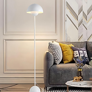 COSYLUX Modern Floor Lamp for Living Room, Industrial Tall Standing Lamp for Bedroom, Metal Shade Reflecting Light reading Floor Lamp for Office, Nursery Room, Corner(White)