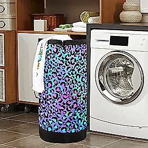 xigua Fashion Colorful Leopard Animal Print Laundry Bag, Drawstring Closure Dirty Clothes Bag Large Travel Camp Durable Tear Resistant Backpack Storage Bag - 14.5 X 29.3inch