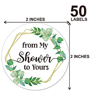 50 PCS from My Shower to Yours Favor Stickers - Thank You Stickers for Baby and Bridal Wedding Shower Round Circle Party Favor Stickers.