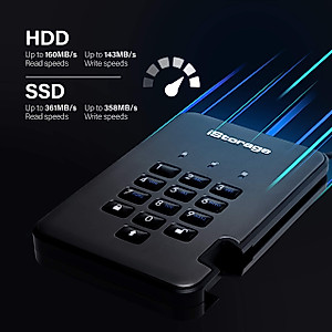 iStorage diskAshur PRO2 SSD 128GB Secure portable solid-state drive - FIPS Level 2 certified - Password protected, dust & water resistant, military grade hardware encryption IS-DAP2-256-SSD-128-C-G