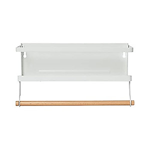 Household Essentials Metal Magnetic Spice Rack with Paper Towel Holder, White