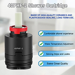 Vayolli 40PHF-2 40mm Pressure Balance Cartridge, Shower Cartridge Replacement, Faucet Cartridge Replacement for Tub/Shower Faucet Valve (with Distributor) Height 3.1 in (79 mm) Width 1.57 in (40 mm)