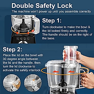 Electric Food Processor, MOSAIC 5 Function Electric Chopper for Chopping, Slicing, Puree, Kneading, Egg White, Vegetable Meat Chopper Slicer with Big Food Chute