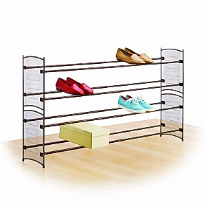 Lynk Expandable 2 Tier Stackable Shoe Rack - Steel Mesh Shoe Shelf - Bronze
