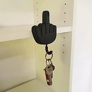 Middle Finger Key Hanger Funny Gift Idea Middle Finger Self Adhesive Key Hook Wall Personalized Key Holder for Doorway Wall Entryway Hallway Funny Office Gift (2PCS)1