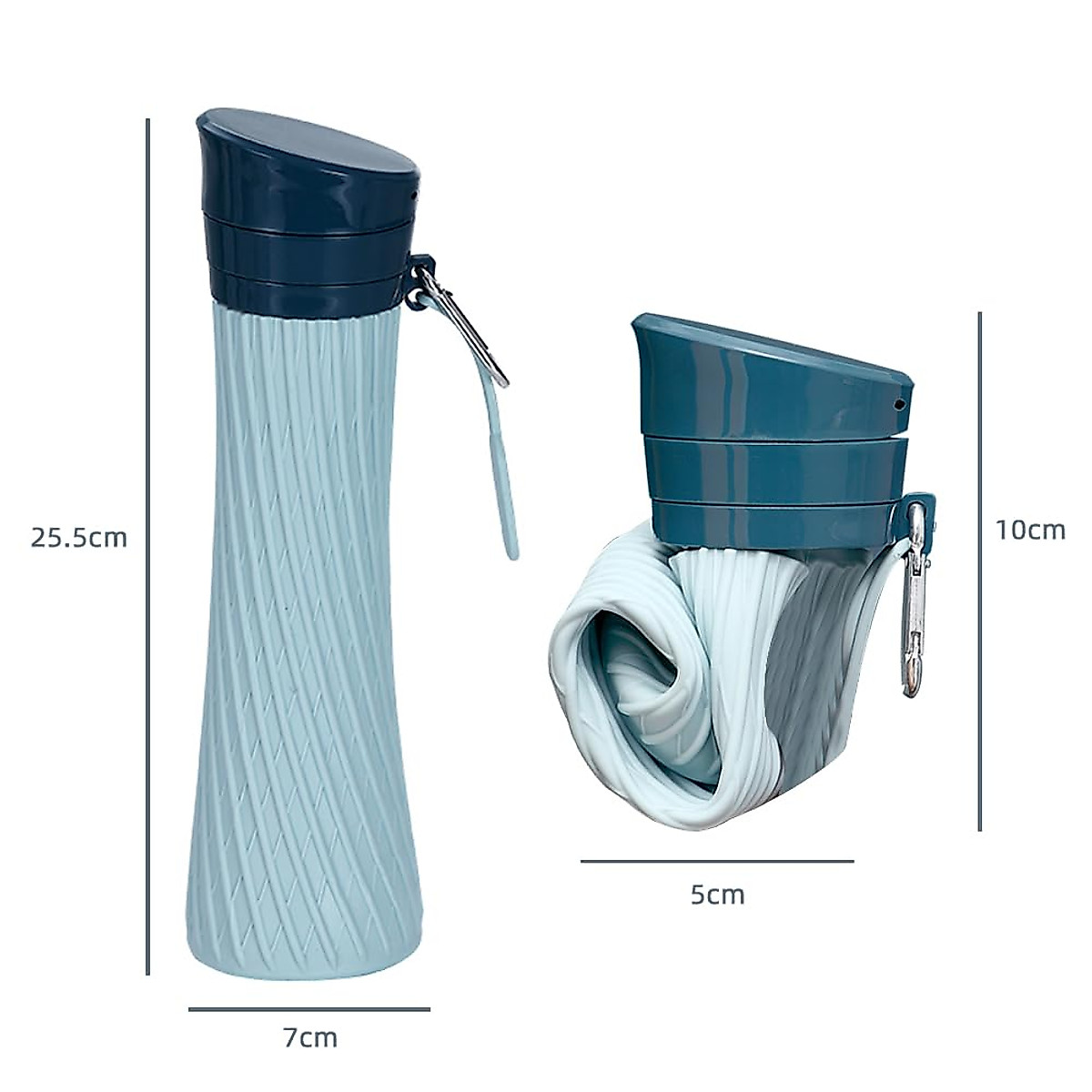 MOXILYN 20oz Collapsible Water Bottles BPA Free Reuseable Leak proof Drinking Spout Silicone Foldable Water Bottles for Sports Travel Gym Essentials Camping Hiking - Rotating Tower Shaped Bottle