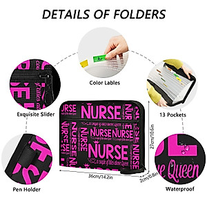 Expandable Accordion Folder Nurse-Gifts-Nursing-Student Expanding File Organizer with 13 Pockets