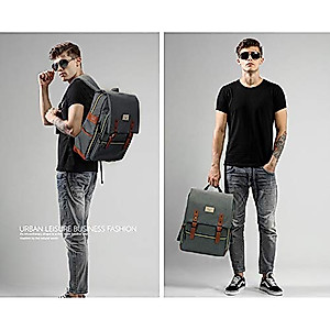 Modoker Upgraded Vintage Laptop Backpack Bookbag,Travel Laptop Backpack with USB Charging Port Casual Rucksack Daypack,Grey