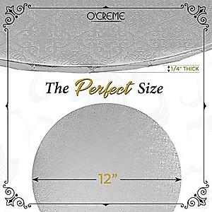 O'CREME Silver Wraparound Cake Pastry Round Drum Board 1/4 Inch Thick, 12 Inch Diameter - Pack of 10