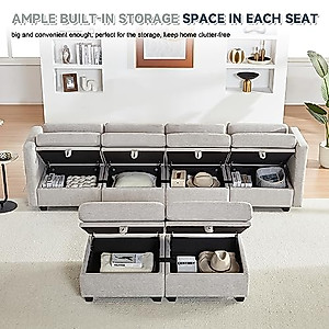 Weture Modular Sectional Sofa, Convertible U Shaped Sofa Couch with Storage, High Supportive & Soft Sponges, 6 Seat Modular Sectionals Sofa Couch with Chaise for Living Room, Grey