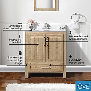 Ove Decors Kansas 30 in. Single Sink Bathroom Cultured Marble Countertop Vanity, 30 inches, in Midnight Blue