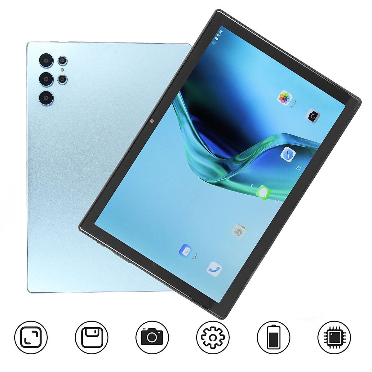 ICRPSTU 10.1in Tablet, Octa Core Front 8MP Rear 13MP 3200x1440 Resolution Tablet PC for Entertainment (Blue)