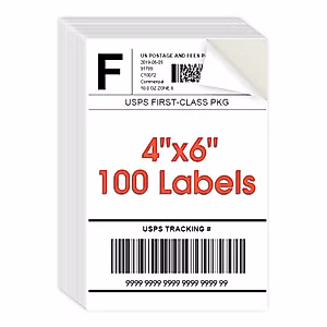 MaxGear 4x6 inch Shipping Address Labels,for Inkjet or Laser Printer, USPS Postal Mailing Shipping Labels, Matte White Paper Sheets, Permanent Strong Adhesive, Dries Quickly, 100 Pcs