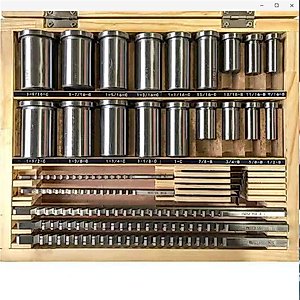 Yuhappy Keyway Broach Set 30pcs HSS Keyway Cutting Tool for Lathe Inch Sizes 1/8B, 3/16B, 1/4C, 3/8C, 5/16C Broaches with 18pcs Bushings and 7pcs Shims
