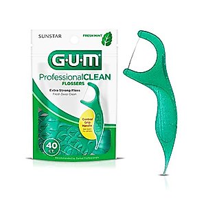 Sunstar 891J GUM Professional Clean Flossers (Bag of 40 Floss Picks)