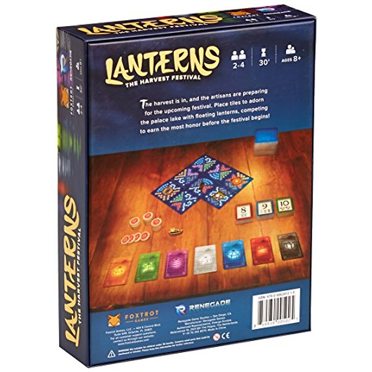 Renegade Game Studios Lanterns: The Harvest Festival, Fast Paced Card Game Set, 2-4 Players, 30 Min Playing Time, Place Tiles to Adorn The Palace Lake with Floating Lanterns, Earn The Most Honor Before The Festival Begins