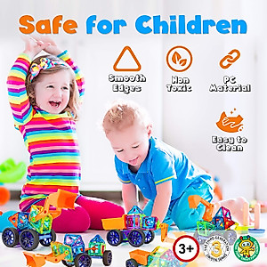 Hurtle Magnetic Building Blocks for Kids - Preschool Learning Toys Shapes Block Educational Magnet Tiles Kids Toy Set - Safe Durable Non-Toxic Magnetic Blocks for 3-Year-Old and Up HURMT83 (83 pcs)