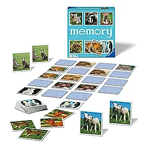 Ravensburger Animal Babies Memory Game - Engaging Picture Matching Game for Kids | Enhances Focus & Memory Skills | Fun for Family Game Night | Ideal for Ages 3 and Up