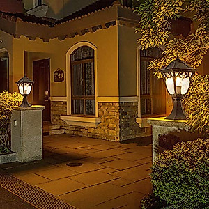 Lights Outdoor Waterproof Moistureproof Column Post Light Rustic European Outdoor Waterproof Post Pole Lamp Lawn Lantern Aluminum Glass IP65 Rainproof Patio Landscape Street Light Garden Villa Courtya