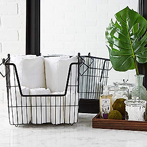 DII Metal Wire Mesh Stackable Utility Storage Bin, Large Rectangle, 13x10x11", Black