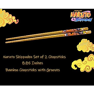 JUST FUNKY Naruto Shippuden Chopsticks Set of 2 - Official Naruto Collectible Chopsticks - Includes 2 Matching Sets of Bamboo Chopsticks - 8.85 Inches Long Anime Chopsticks