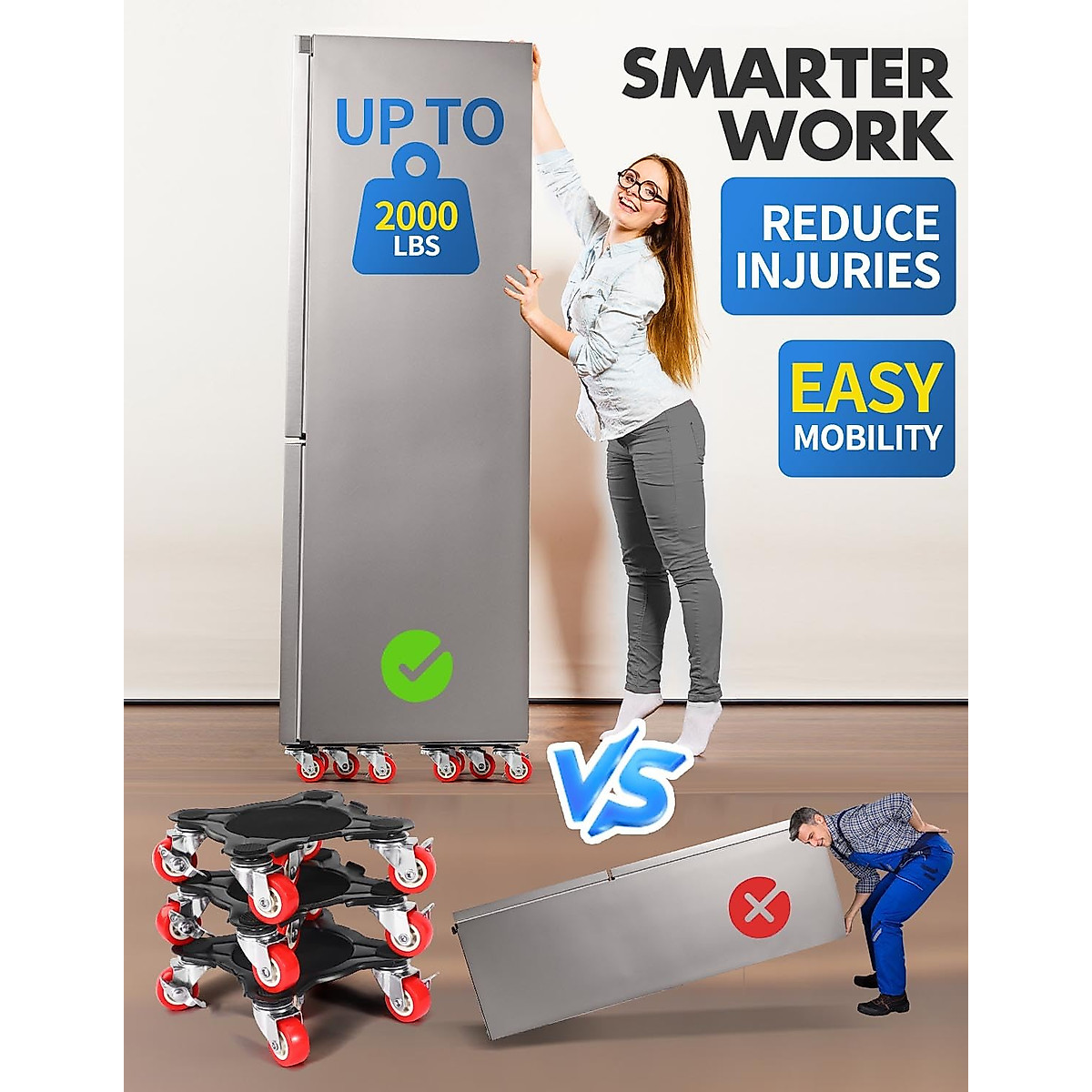 AIDCARRY Furniture Dolly, Heavy Duty Furniture Movers with 5 Wheels