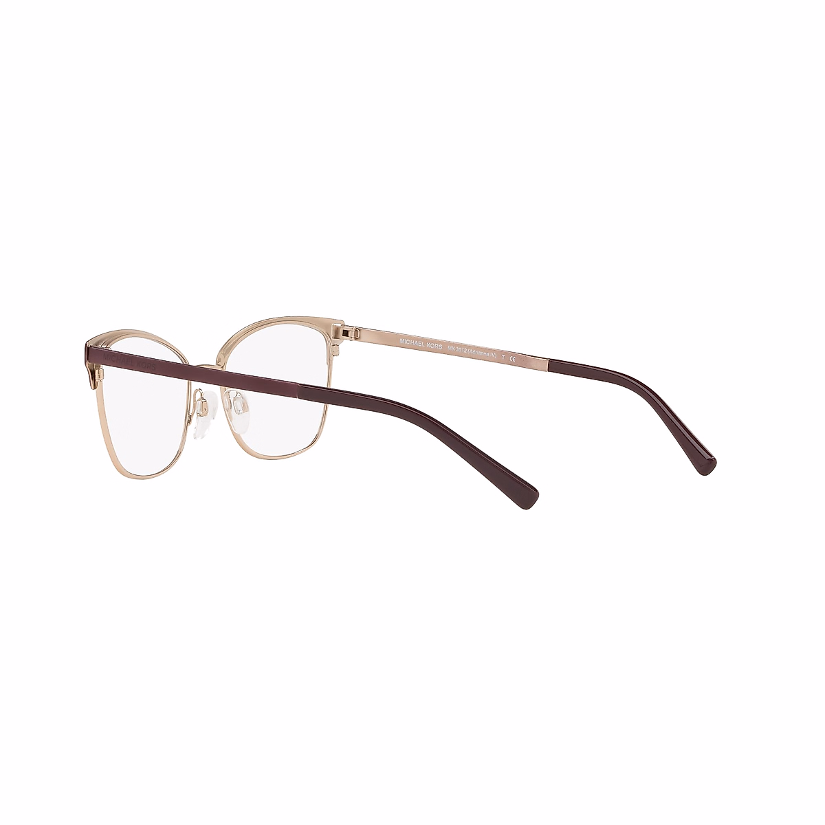 Michael Kors Adrianna IV MK 3012 1108 Matte Cordovan Rose Gold Metal Cat-Eye Eyeglasses 51mm