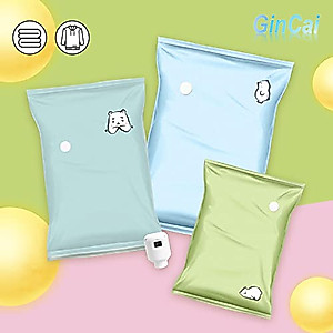 GinCai Vacuum storage bags (2 small, 2 medium, 2 large), which can save 80% of clothing storage space, pillows, quilts, blankets storage bags, and free electric pumps.