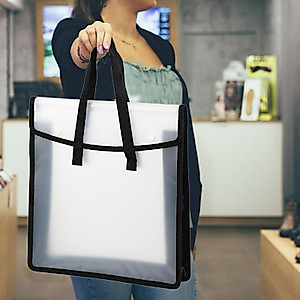 4 Pcs Scrapbook Paper Storage Organizer,12'' x 12'' Sheets Expanding Paper Folio with Handle and Button Closure,Clear Vinyl Paper Holder Portable Paper Storage Organizer for Holding Scrapbook File