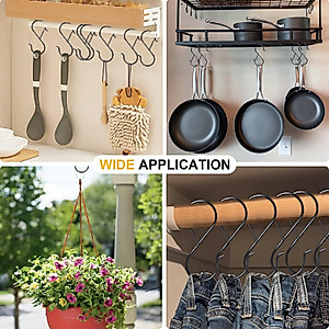 Waitkey 6 Pack Large S Hooks for Hanging, 5 inch Heavy Duty Metal S Hooks with Safety Buckle S Shaped Hooks Pot Rack Closet Hooks for Hanging Plants, Clothes, Kitchen Utensil, Pots, Pans, Bags