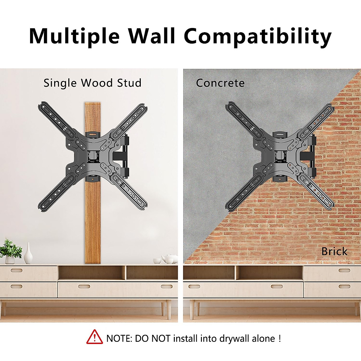Nuyoah Full Motion TV Wall Mount for Most 26-55 Inches LED OLED 4K TVs, TV Brackets for Wall Mount Swivel Tilts Extension with Perfect Center Design, Articulating Mount Max VESA 400x400mm Up to 77lbs