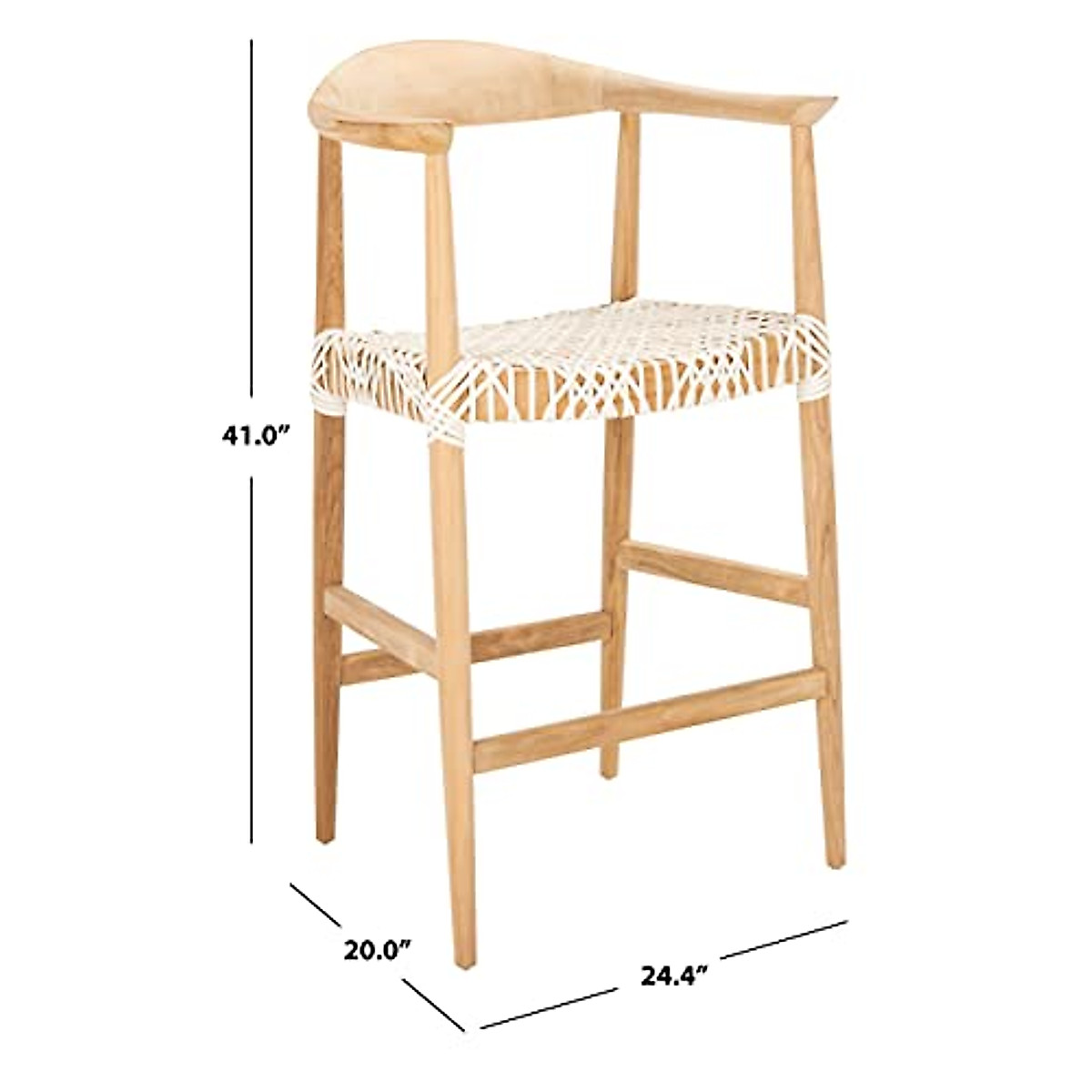 Safavieh Home Collection Bandelier Natural Teak and White Leather Counter Stool