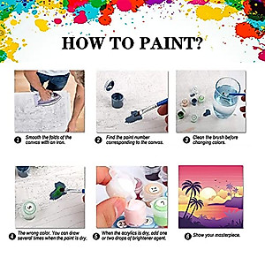 weharnc 4 Pack Paint by Number for Adults Landscape-Paint by Numbers for Adults Beginner,Seaside Sunset Scenery Paint by Number Perfect for Gift Home Wall Decor(8x8inch)