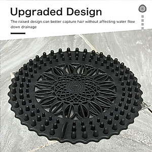Shower Drain Cover Hair Catcher Shower Drain Hair Catcher, Silicone Hair Stopper for Bathtub Drain Bathroom Kitchen Sink, 4 Pack (Black)