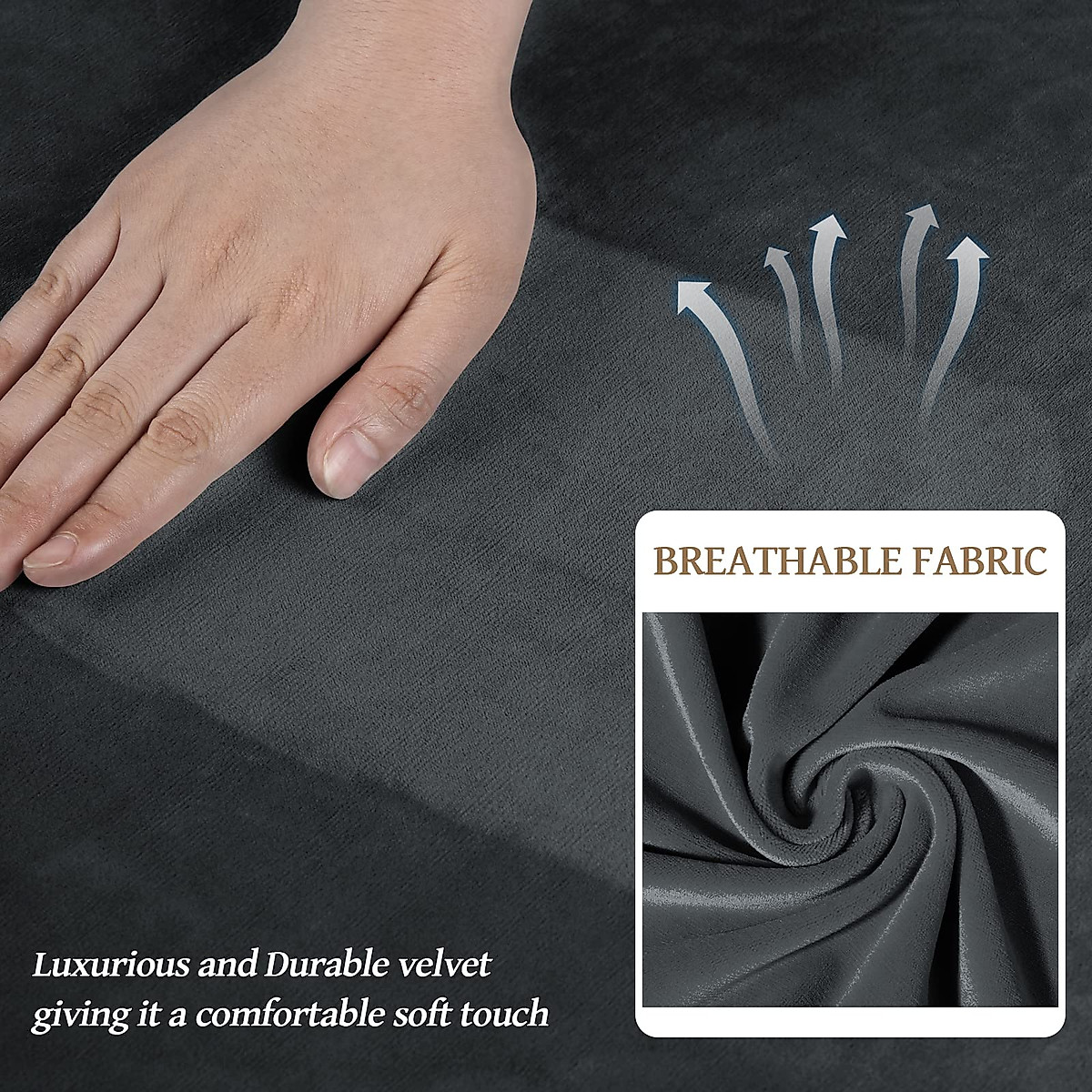 WEERRW Velvet Couch Covers for 2 Cushion Couch Sofa - High Stretch Luxury Velvet Plush 3 Pieces Sofa Slipcovers with Elastic Bottom, Furniture Protector for Pets, Machine Washable, Dark Grey, Medium