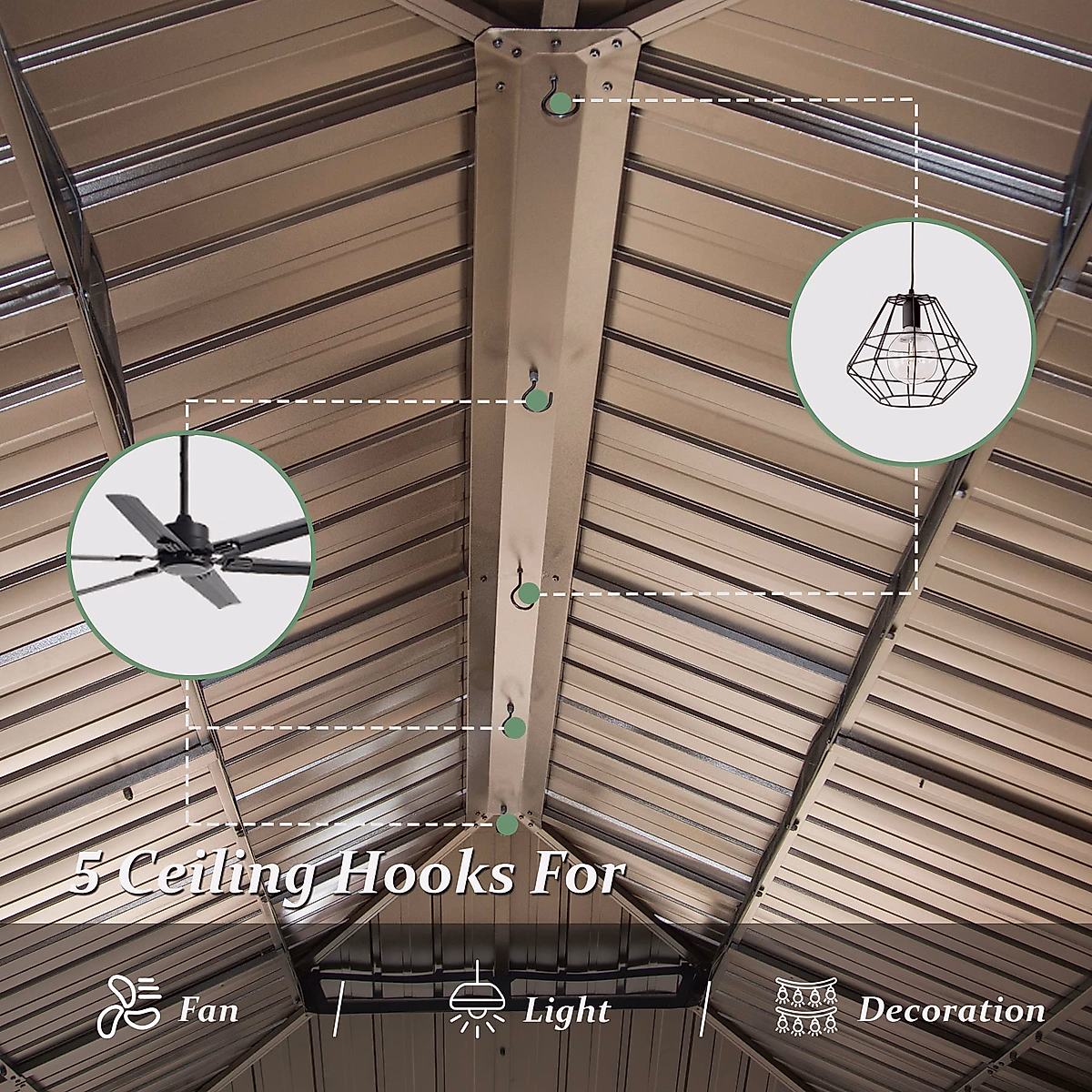 Domi 12' X 20' Wood Gazebo, Cedar Frame Hardtop Gazebo with Galvanized Steel Double Roof, Netting & Curtains, Patio Pergola Pavilion for Patio, Backyard, Deck, Lawns