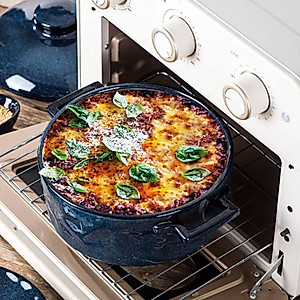 Vicrays Casserole Dish with Lid - Ceramic Lasagna Pan Deep 2 Quart Round Baking Dishes Covered Bakeware for Oven Safe Serving Dish with Handles for Party Dinner Banquet Daily Use (Blue)