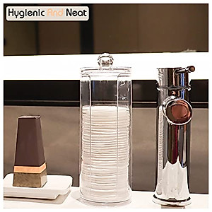 Qihomy Cosmetic Cotton Pads Storage Rack - Large Capacity Qtip Dispenser Holder Transparent Acrylic Storage Organizer Containers Cotton Rounds Display Rack With Lid (7.48 x 2.76 x 2.76 inches)