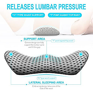 Lumbar Support Pillow - Memory Foam for Low Back Pain Relief, Ergonomic Streamline Car Seat, Office Chair, Recliner and Bed
