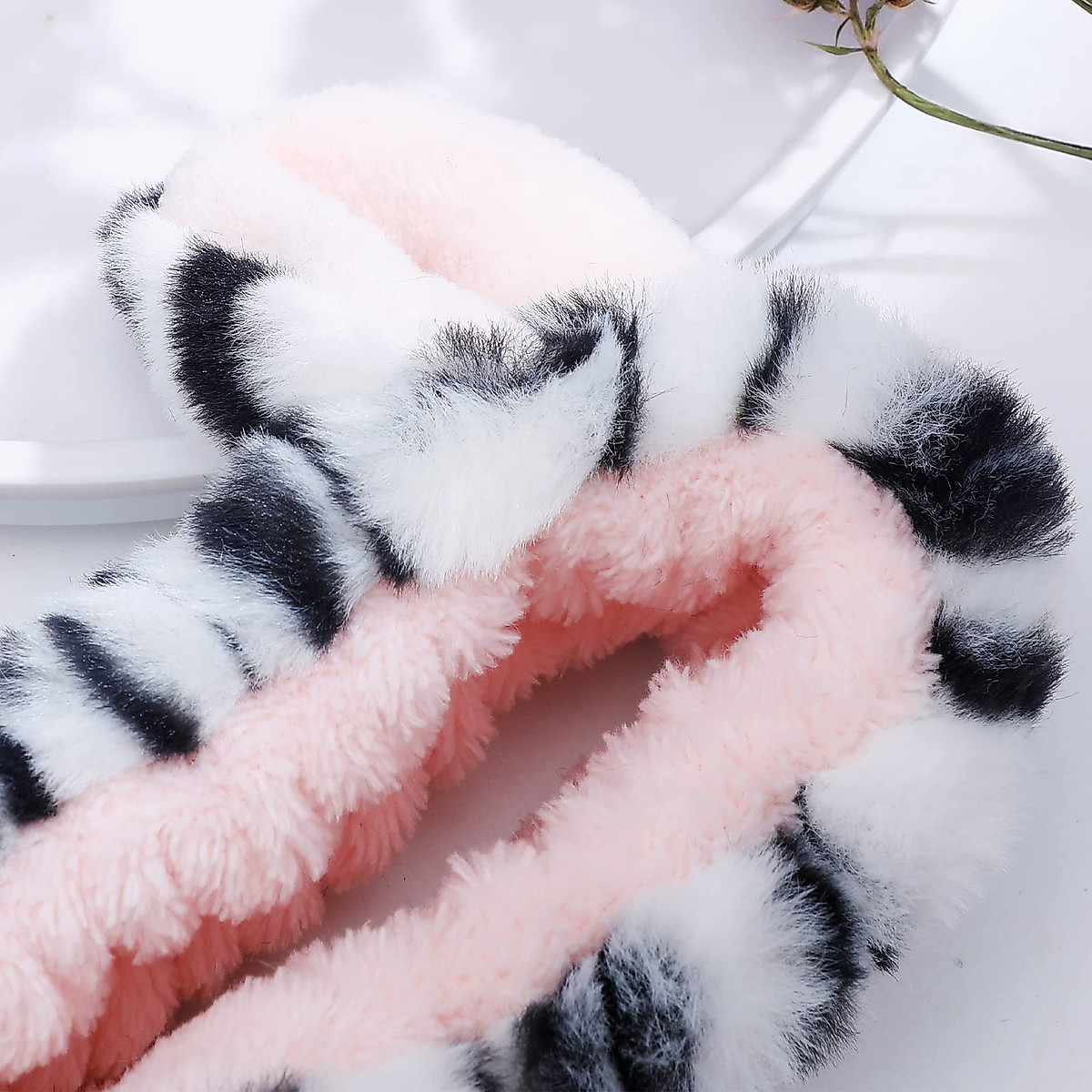 Hofar Tiger Face Wash Headband Hairband with Tiger Ears Coral Fleece Cartoon Cute Creative Hair Accessories