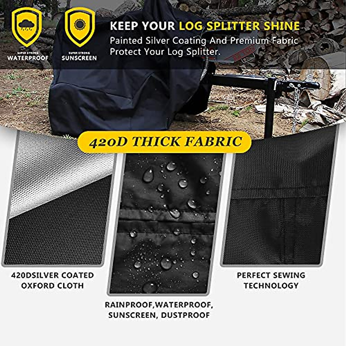 SELUGOVE Upgraded Log Splitter Cover Waterproof Outdoor All Weather - Thicker and Tear Proof Wood Splitter Cover Against Dust Rain Uv - Compatible with 15-40-ton Log Splitters