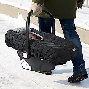 Orzbow Enfant Car Seat Covers - Cocoon Baby Cover for Boys & Girls, Rain & Snow Repellent, Breathable Windproof, Winter Protector, Center Zipper, Universal Fit for Infant Car Seat (0-12M), Black