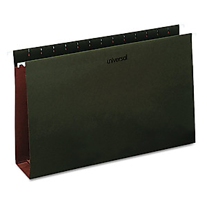 Universal UNV14153 1/5-Cut Tab Box Bottom Hanging File Folders - Legal Size, Standard Green (25/Box)