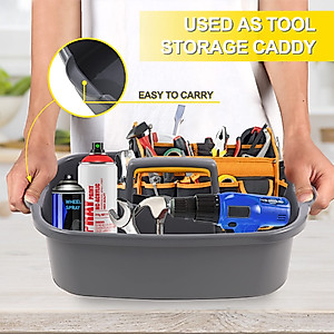 Whalegend Cleaning Caddy, Cleaning Caddy Organizer with Handle, Plastic Tool Storage Cleaning Supply Caddy for College Dorm, Kitchen, Garden, Under Sink,Gray