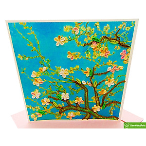 GREENHANDSHAKE Van Gogh's Almond blossom (1890) Quilling Art Greeting Card,Design Greeting Card for Birthday, Valentine's Day, Get Well, All Occasion. Framable Artwork for Art Lovers