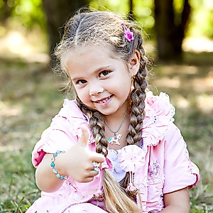 12 PCS Girls Necklaces Bracelets and Rings Set with Unicorn Mermaid Rainbow Heart Shell Star Pendants Girls Jewelry Set Party Favors Friendship Pretend Dress Up Play Jewelry (Cute Style)